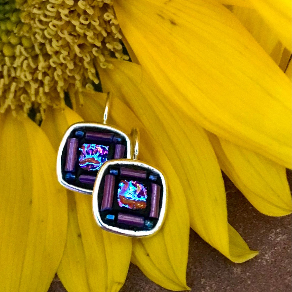 Gemmy Earrings in Purple and Silver August Glass Kelly Shanafelt