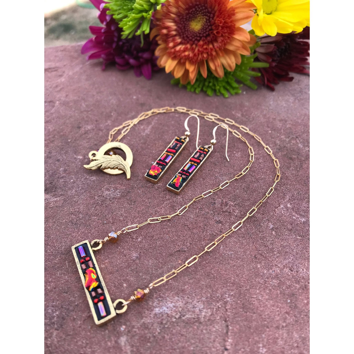 Mini Deco Set Dichro Glass and Beadsin Red and Gold by August Glass ...