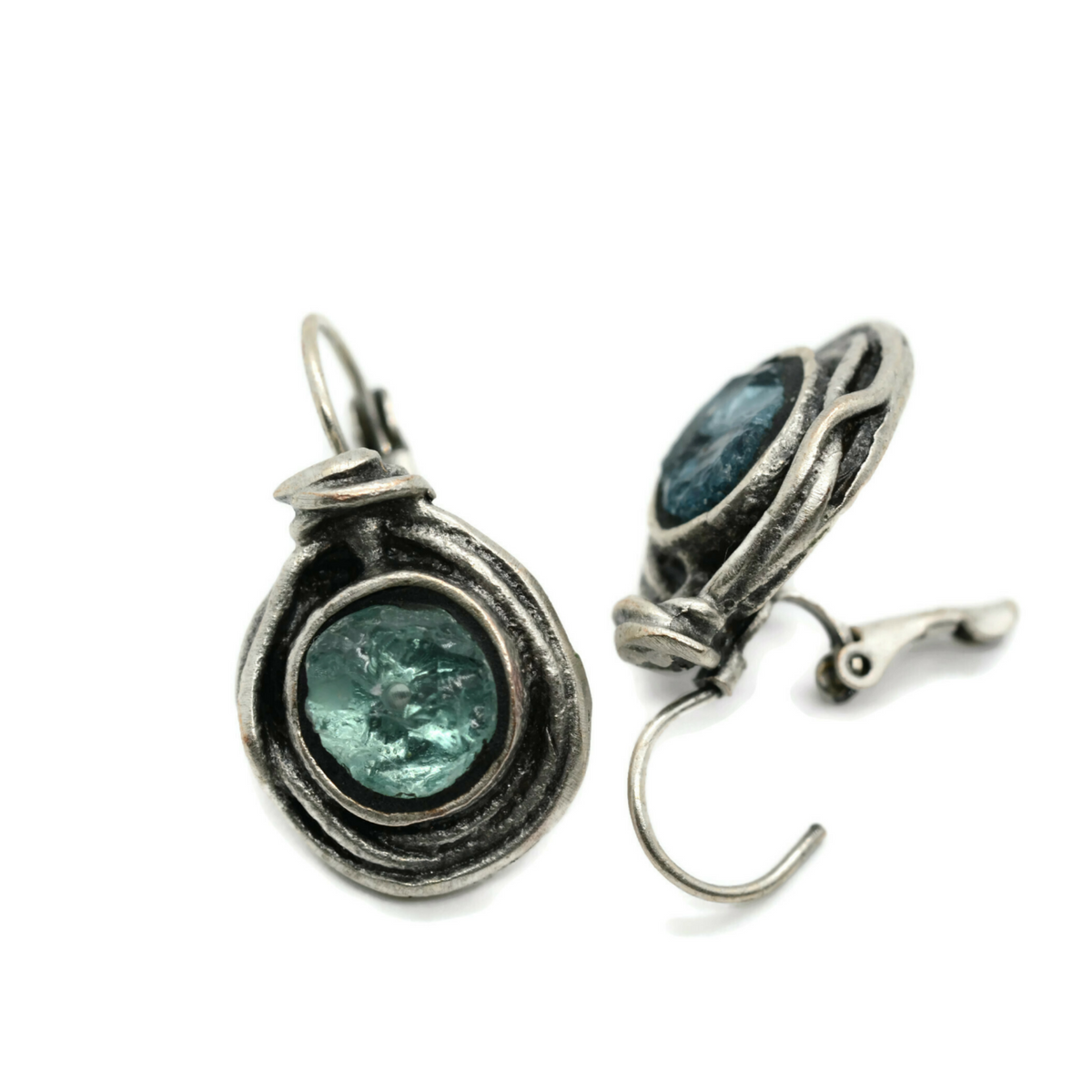 Roman Glass Birds Nest Earrings Blue by August Glass Kelly Shanafelt